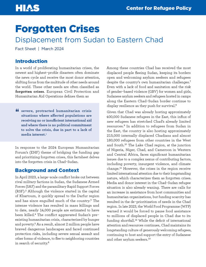Forgotten Crises: Displacement from Sudan to Eastern Chad | HIAS
