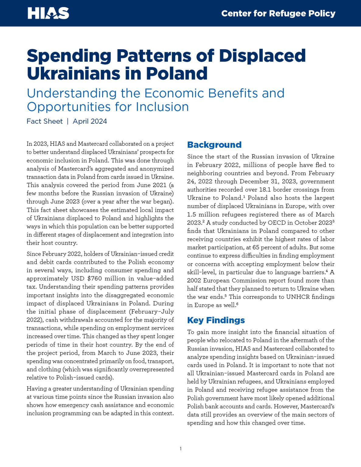 Spending Patterns of Displaced Ukrainians in Poland | HIAS